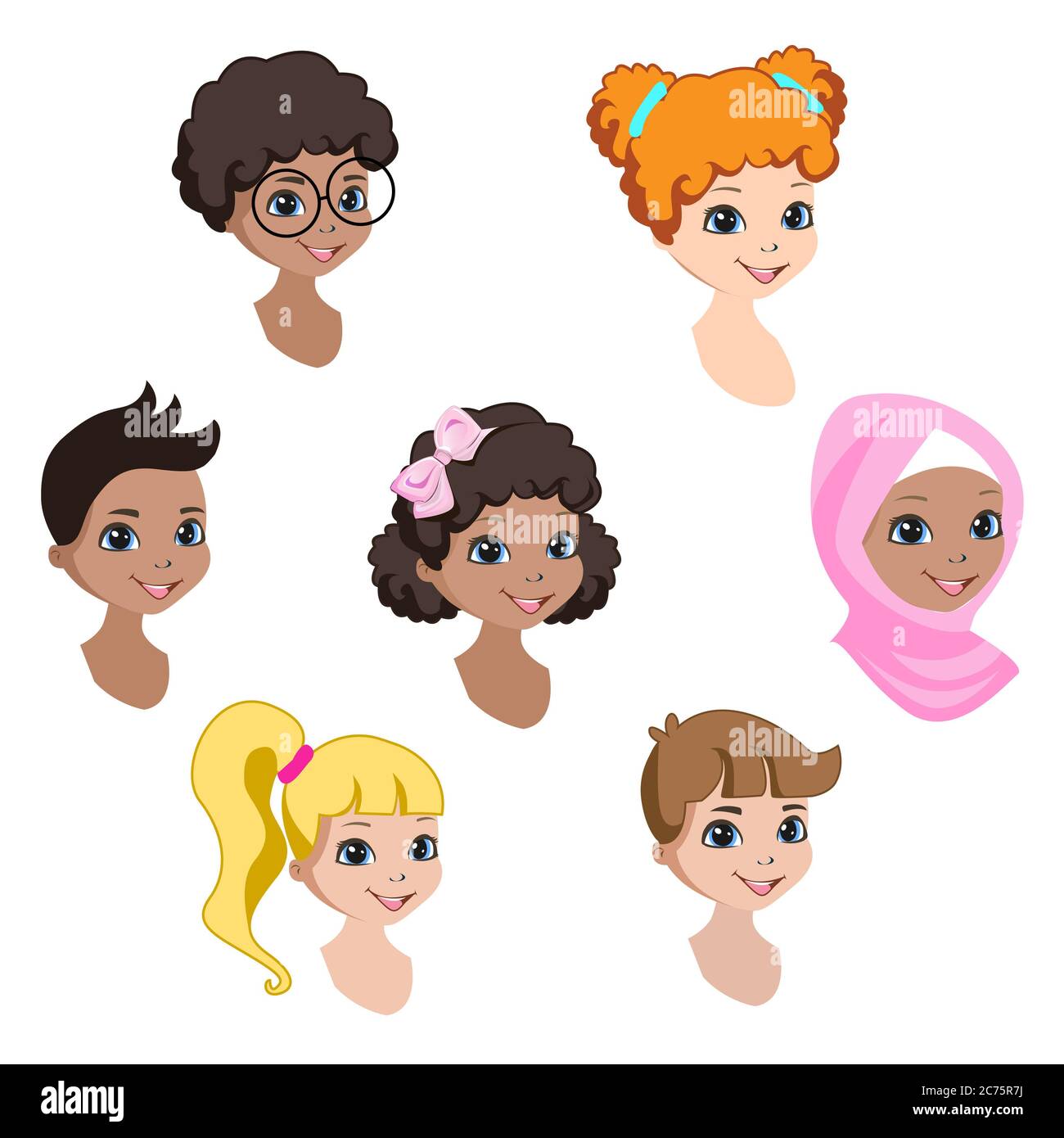 kids faces set Stock Photo - Alamy