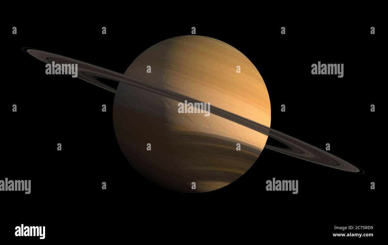 3D Saturn planet and rings close-up rendering with the clipping path ...