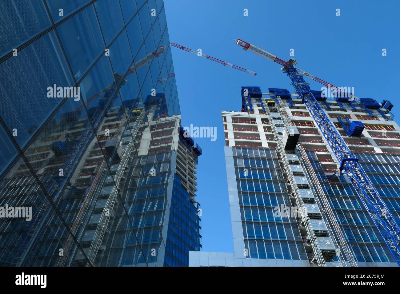 Paris, France. July 11. 2020. Construction site of a skyscraper in the ...