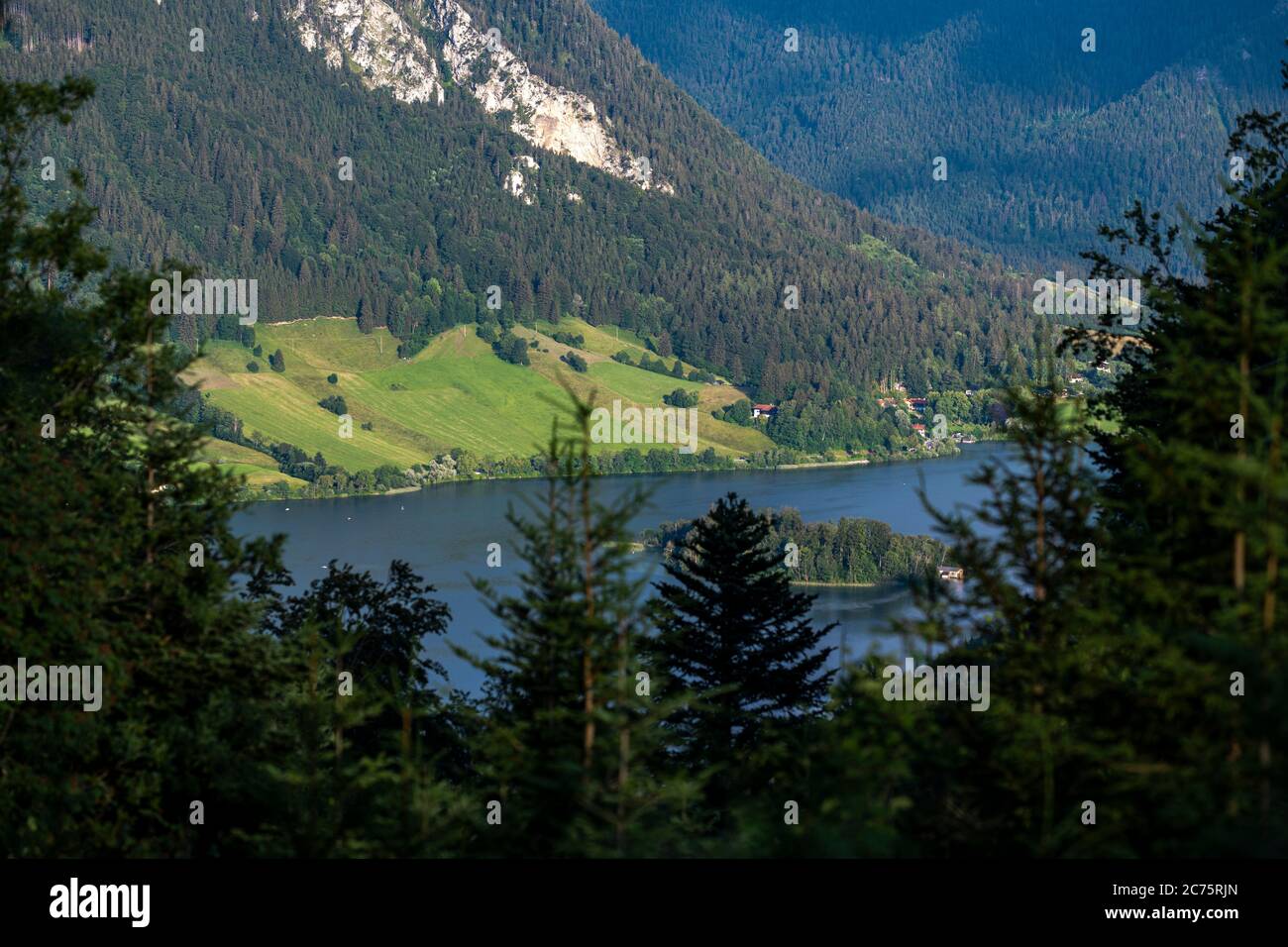 scenic view of woods and mountains in Bavaria, Germany Stock Photo - Alamy