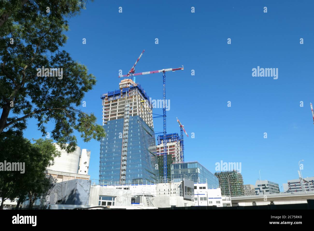 Paris, France. July 11. 2020. Construction site of a skyscraper in the ...