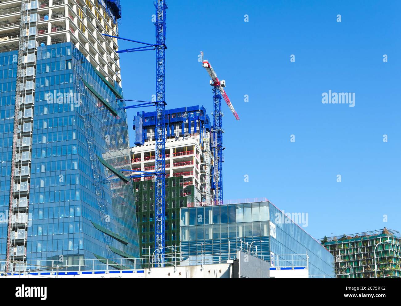 Paris, France. July 11. 2020. Construction site of a skyscraper in the ...