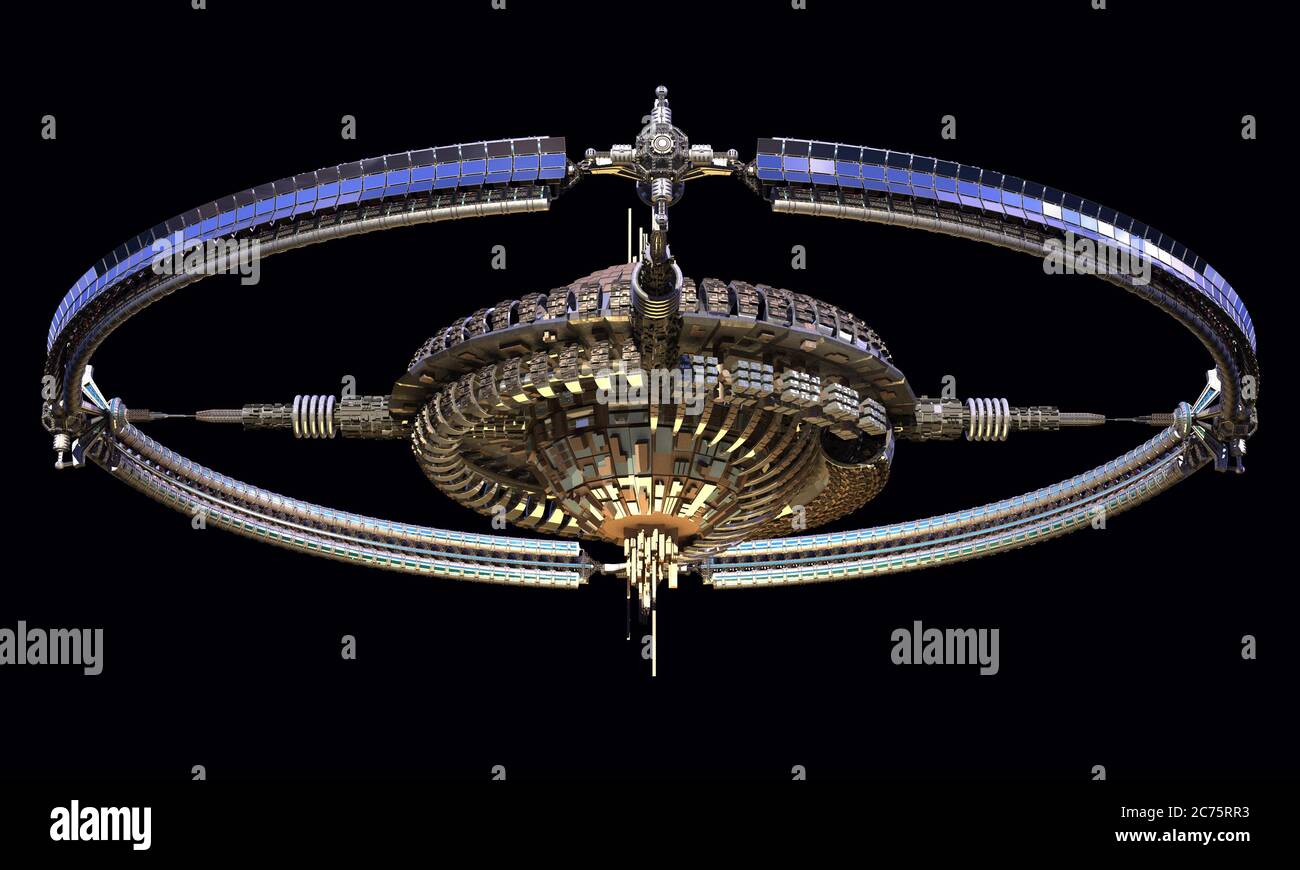 3D intergalactic spaceship for futuristic deep space travel or science ...