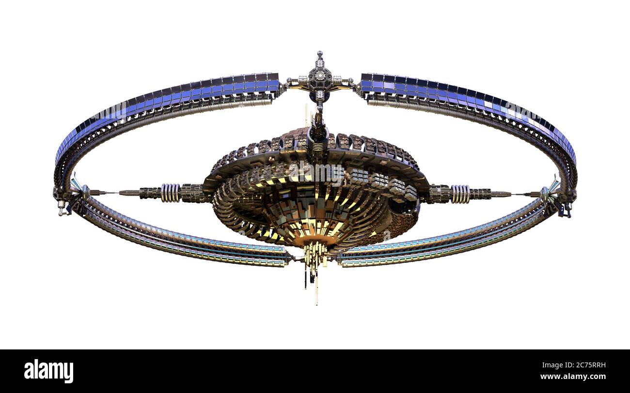 3D intergalactic spaceship for futuristic deep space travel or science ...