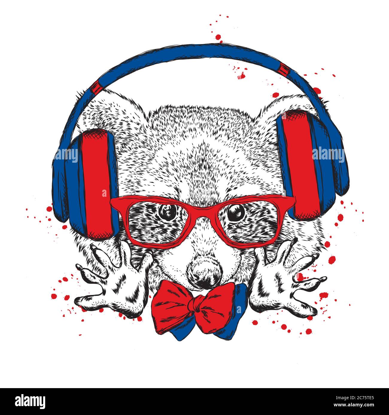 Raccoon headphones. Hipster Stock Vector Image & Art - Alamy