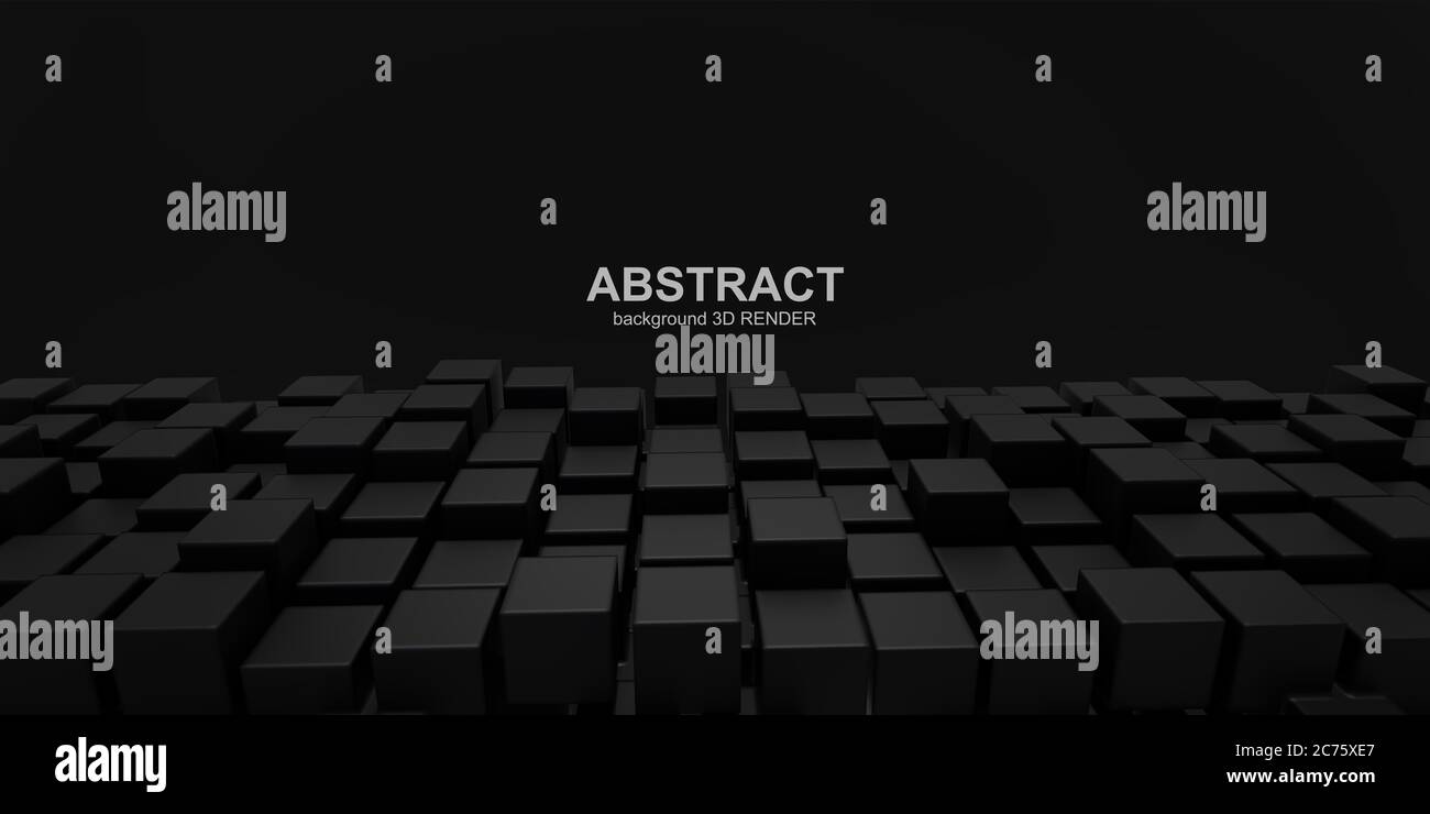 Abstract 3d illustration. Black blocks on a black background Stock ...