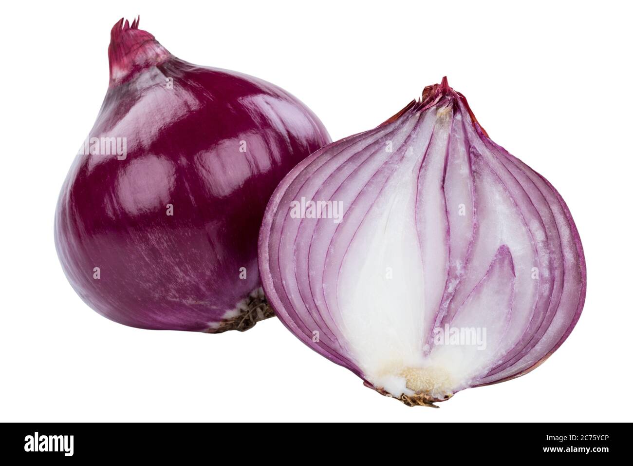 Red onion vegetable onions slice sliced fresh isolated on a white ...