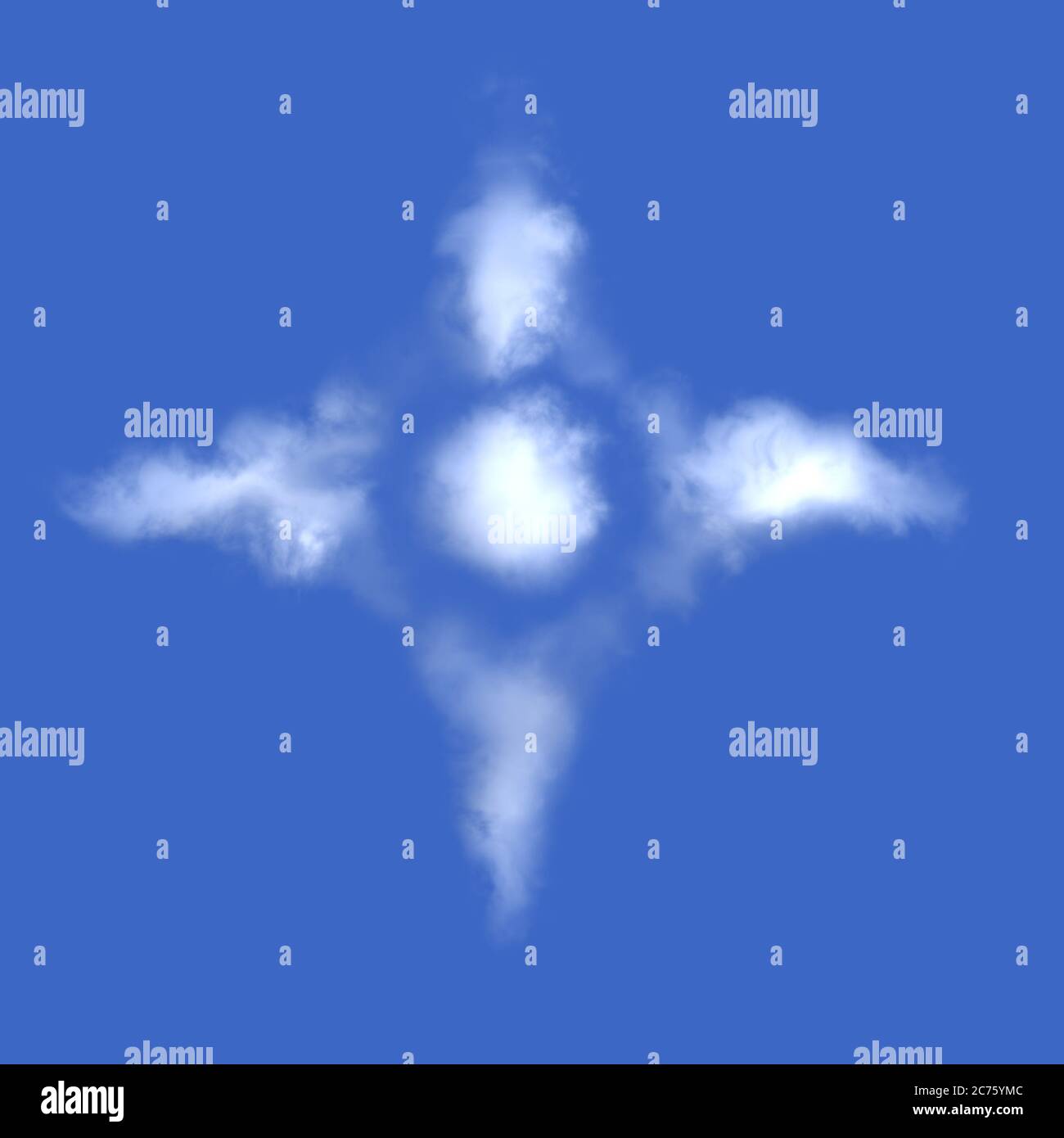 Abstract graphics symbol illustration created from realistic clouds on ...