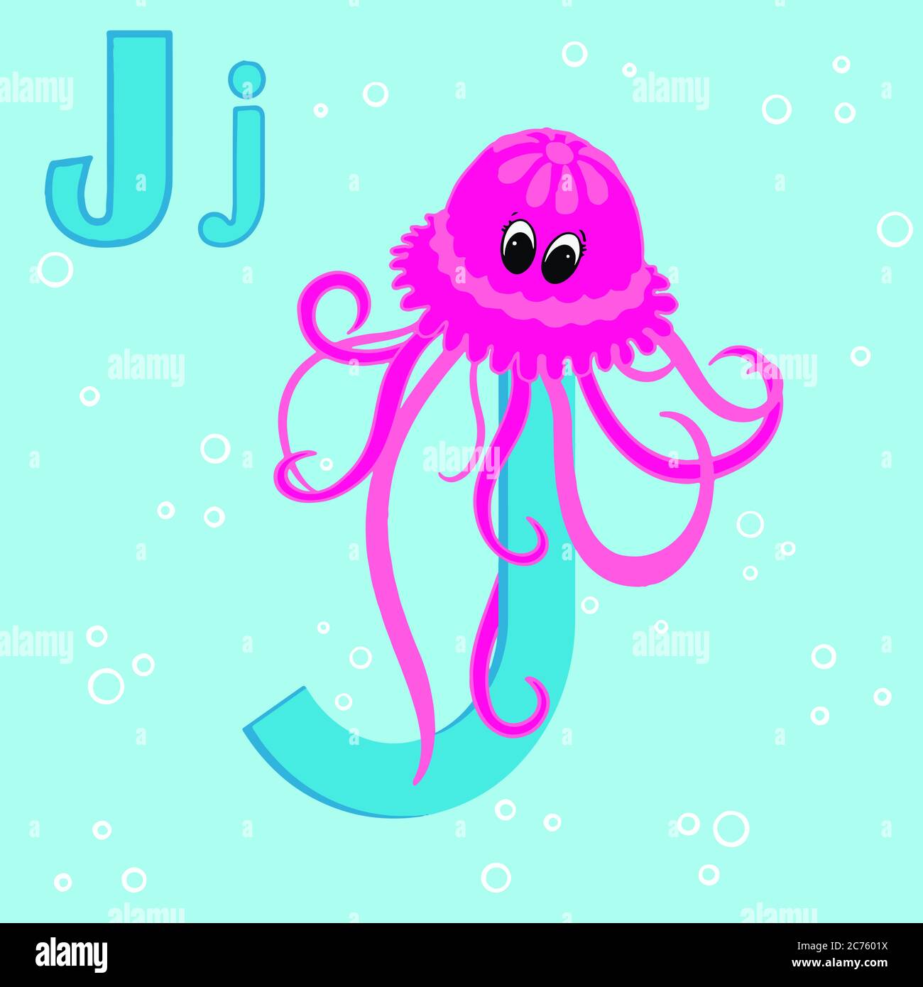 Alphabet Letter J Jellyfish-ABC TO Z , Colorful animal alphabet letter ...