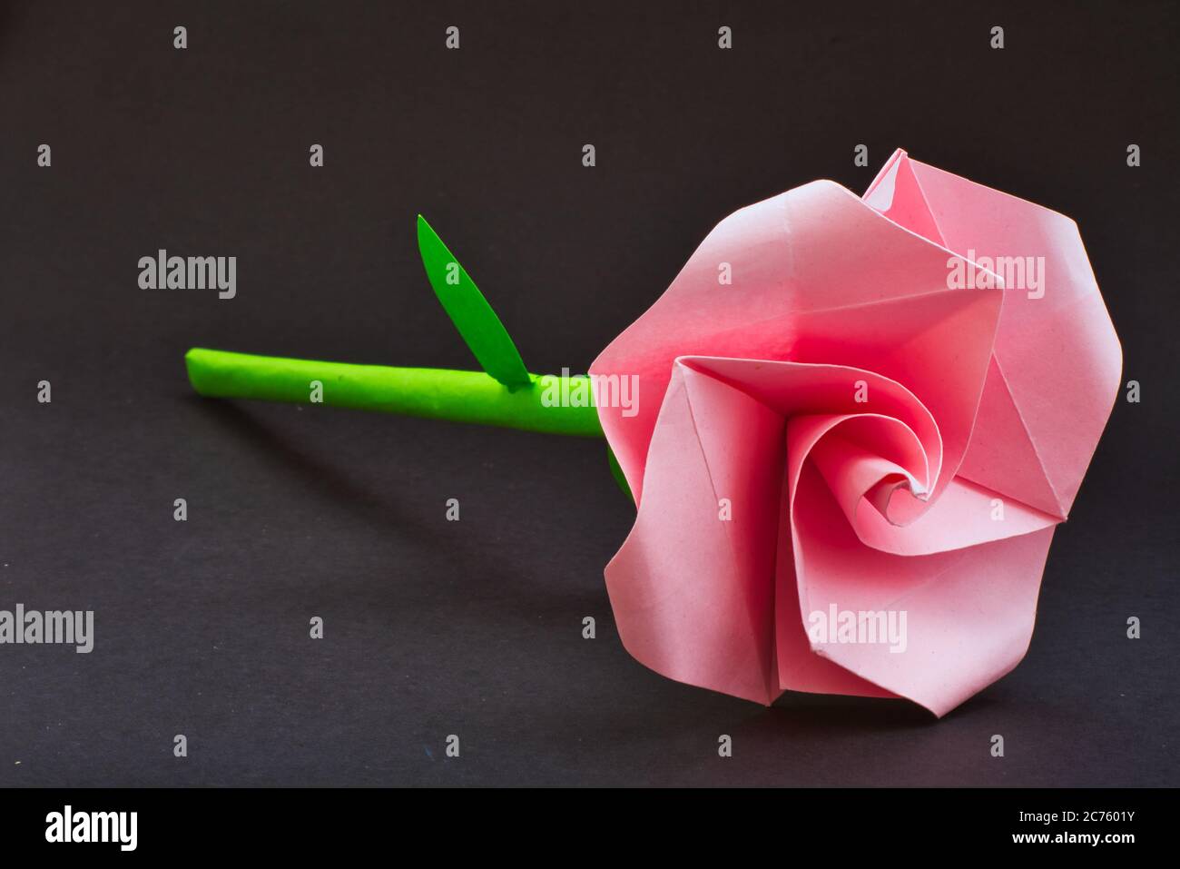 Do it yourself cardboard rose made with green and pink cardboard Stock ...