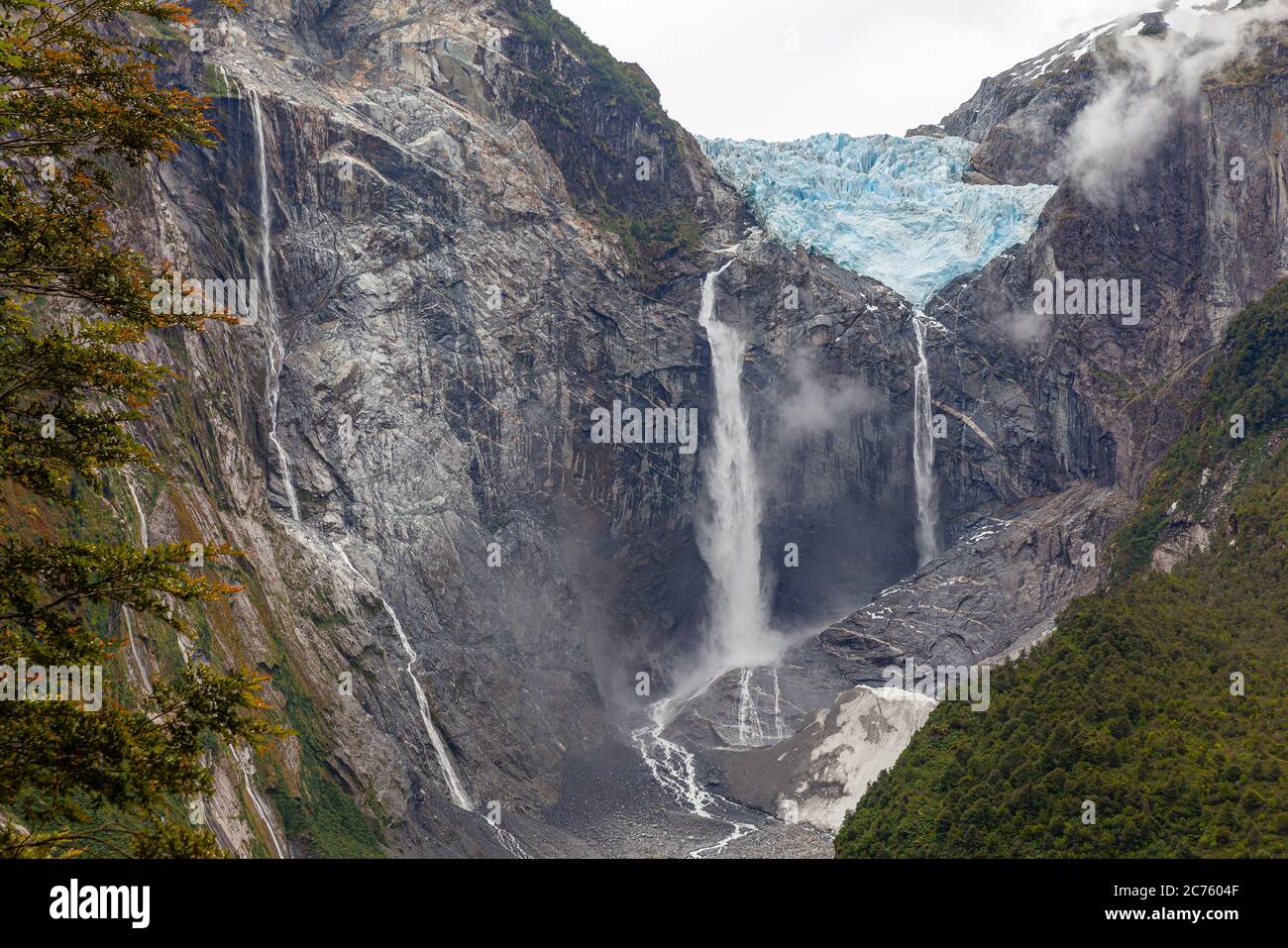 The glacier of Ventisquero Colgante, near the village of Puyuhuapi ...