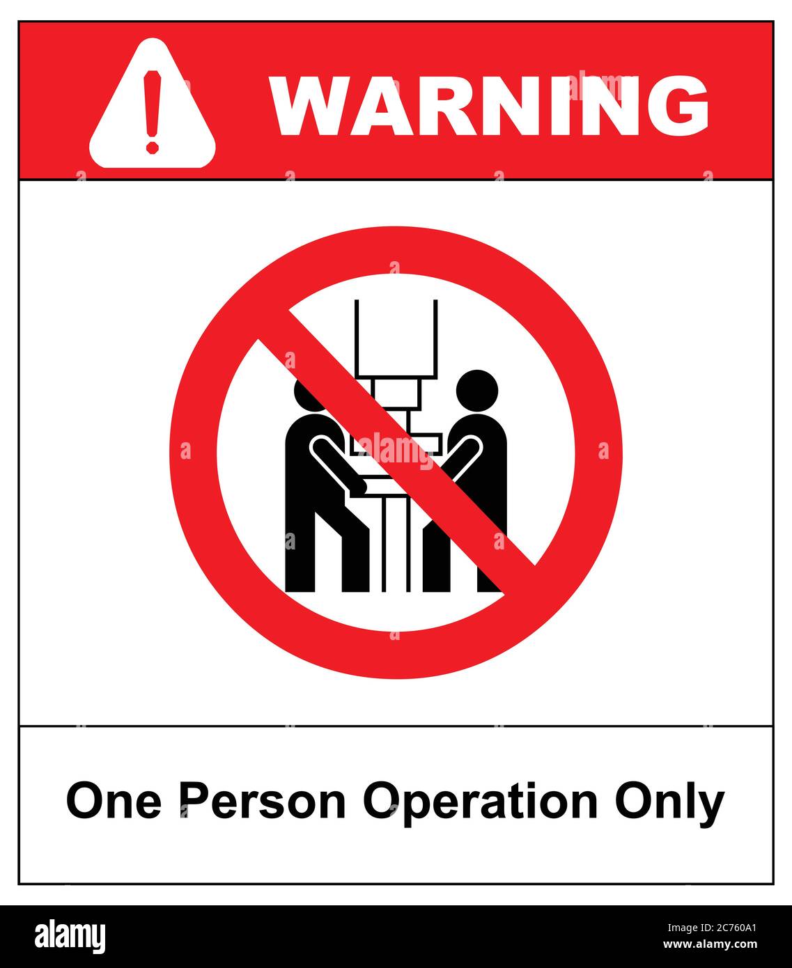 One person operation only sign. Prohibition sign or no sign icon vector ...