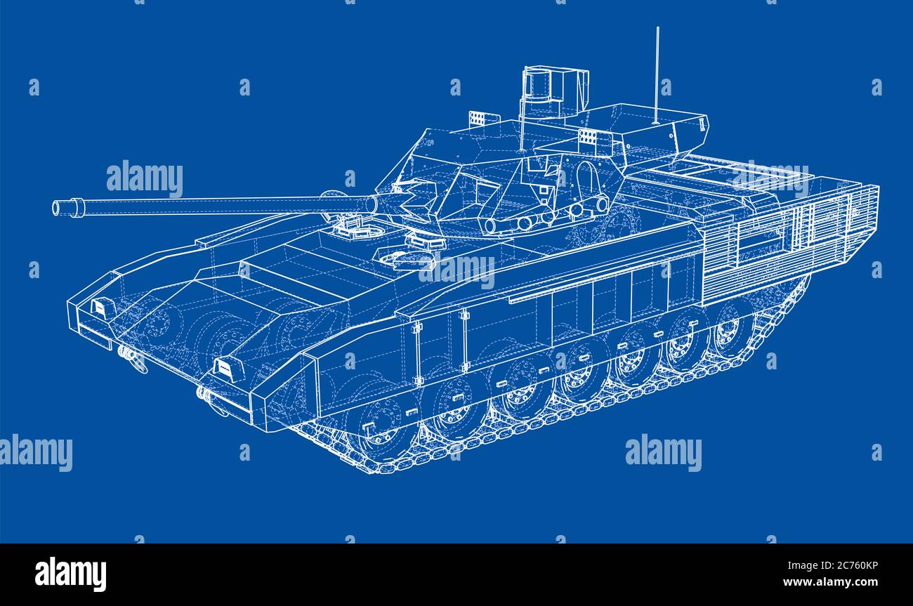 Blueprint of realistic tank Stock Photo - Alamy