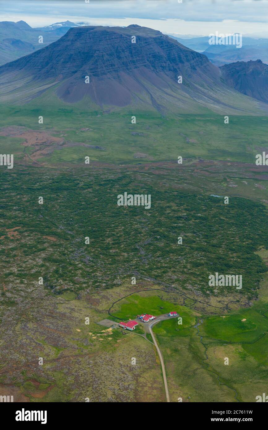 Aerial view on the way to the Snaefellsness peninsula, Iceland, Europe ...