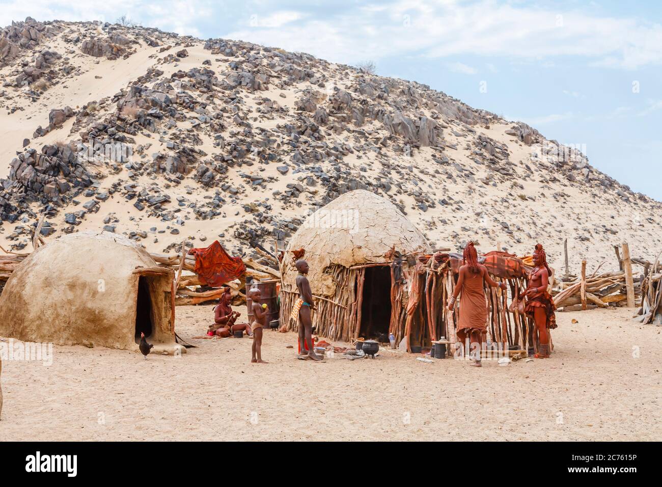 Himba tribe people indigenous to the Kunene Region of northern Namibia ...