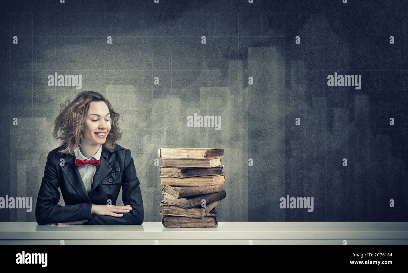 She is studying hard Stock Photo - Alamy