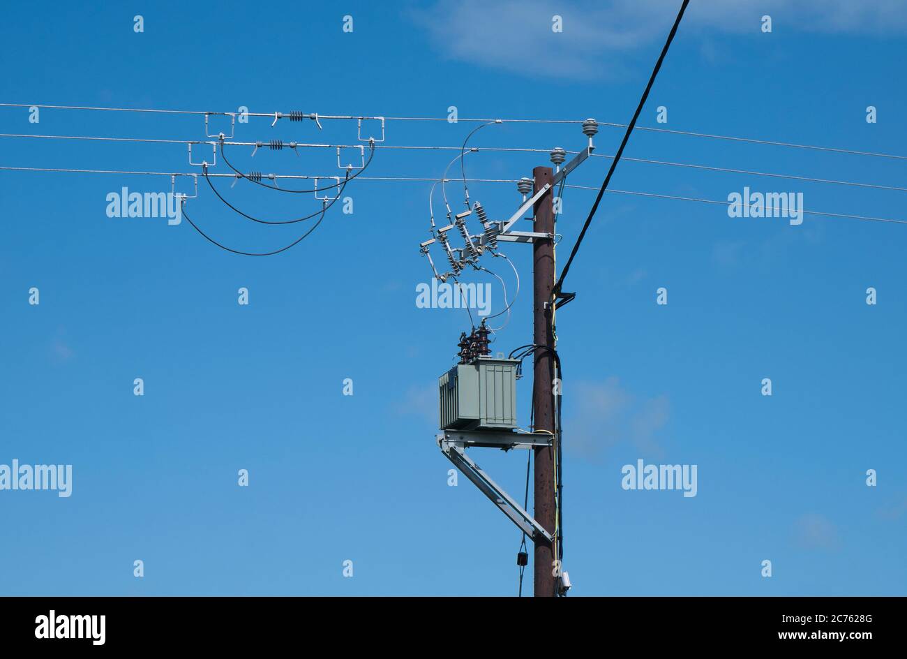 An electricity supply pylon delivering power through the UK national ...
