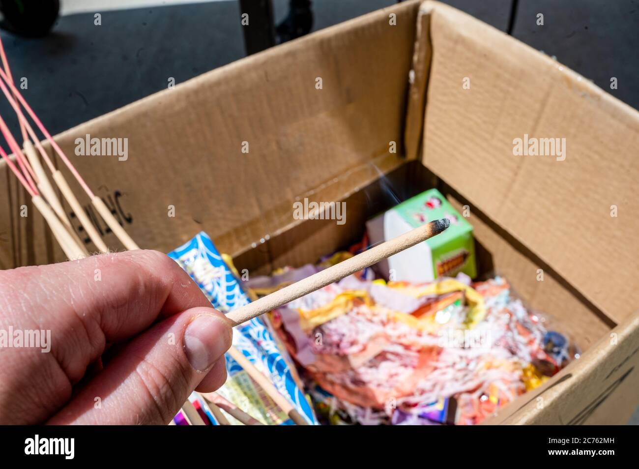 Punks are slow burning sticks used to light fireworks Stock Photo - Alamy
