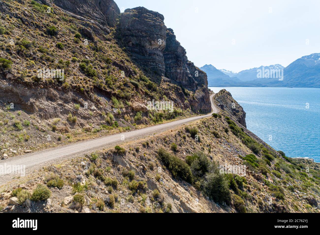 View of Route 265 and General Carrera lake - Chile Chico - Aysén, Chile ...