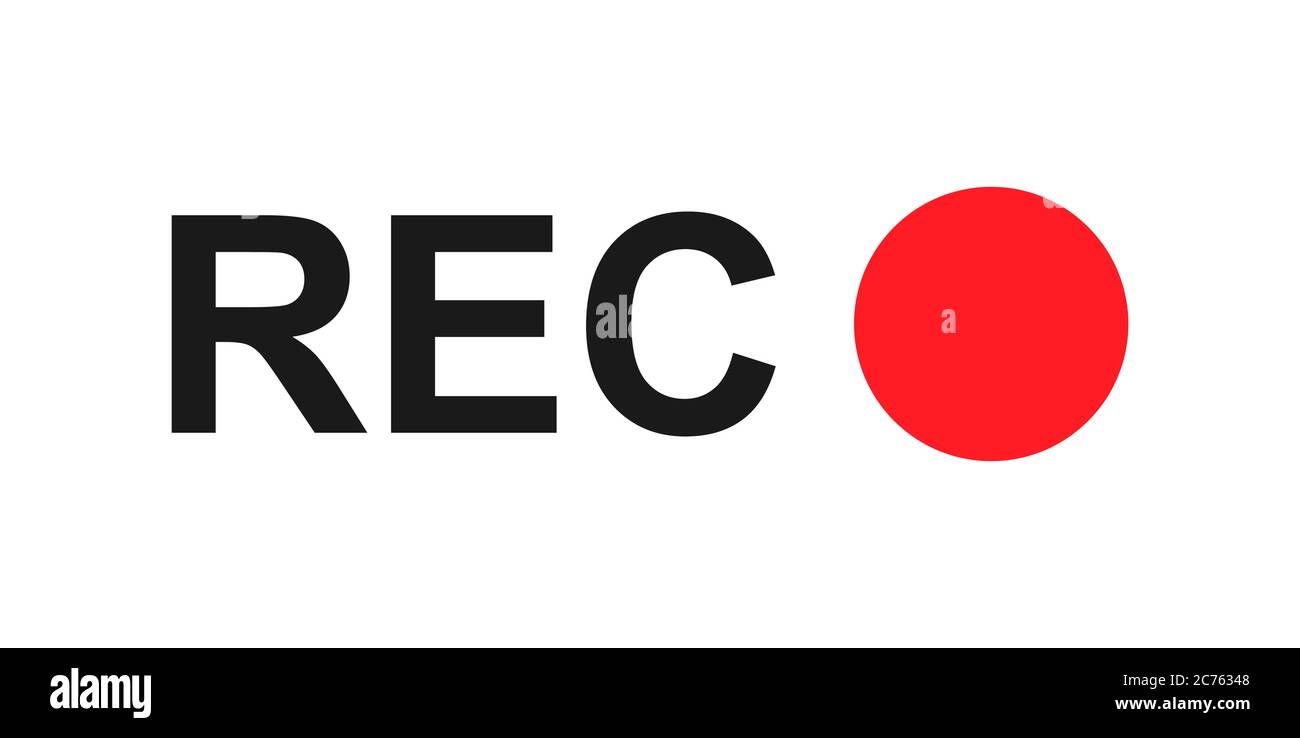 Recording sign, red panel, rec, vector symbol isolated on white ...