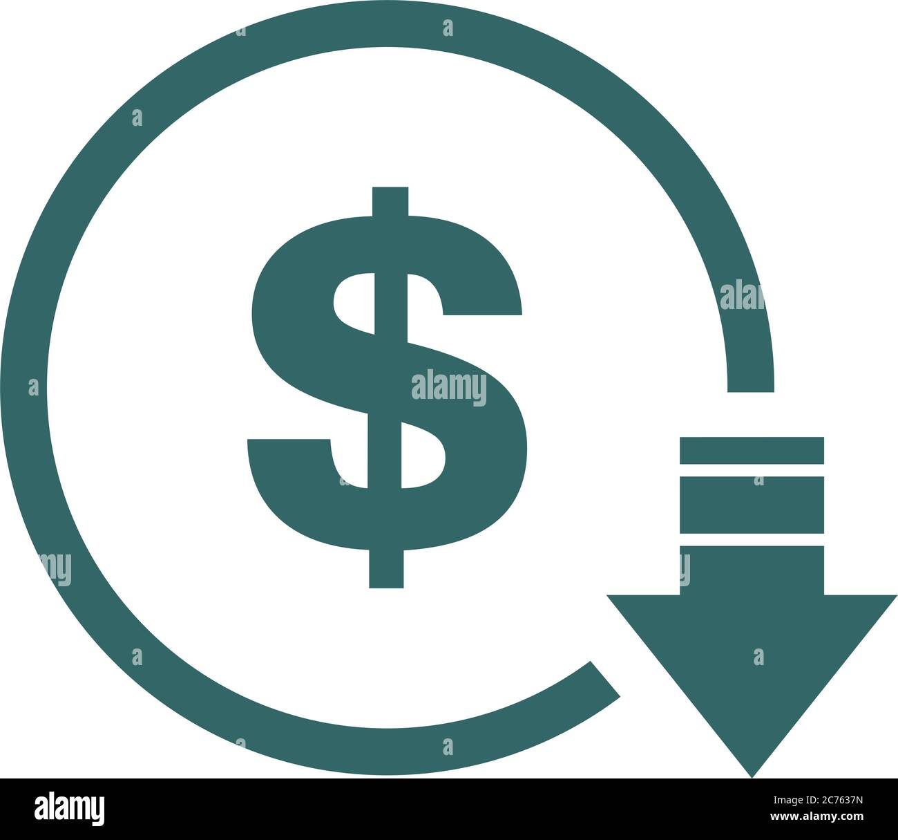Cost reduction- decrease dollar icon. Vector symbol image isolated on background Stock Vector ...