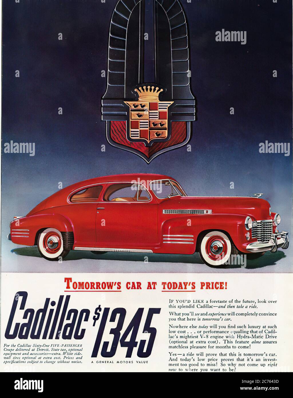 1941 Cadillac - Vintage car advertising Stock Photo - Alamy