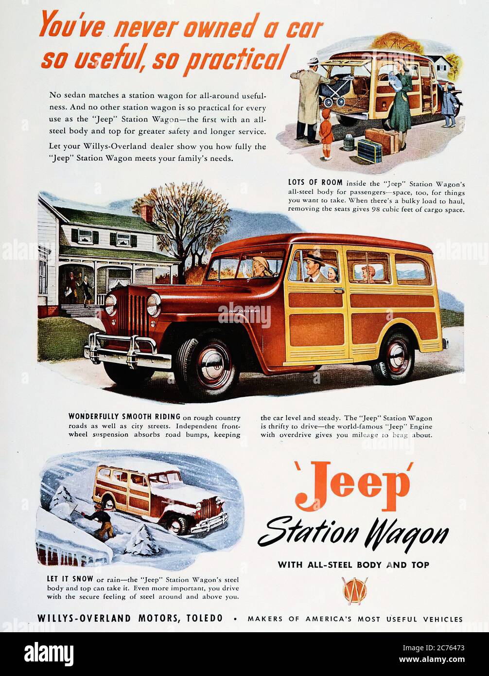 1947 Jeep - Vintage car advertising Stock Photo - Alamy
