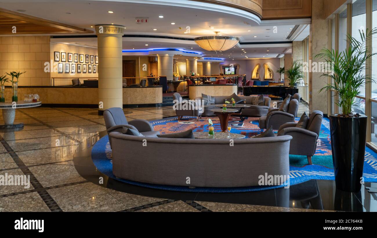 Johannesburg, South Africa - October 2019: Interior scene from Hilton ...