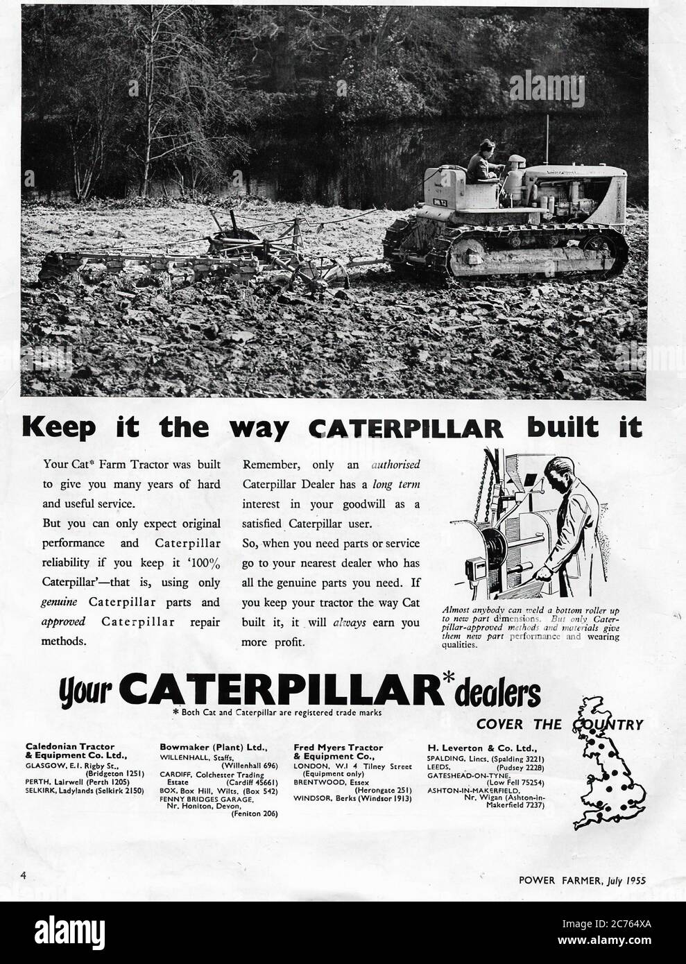 Caterpillar From 1955 - Vintage car advertising Stock Photo - Alamy