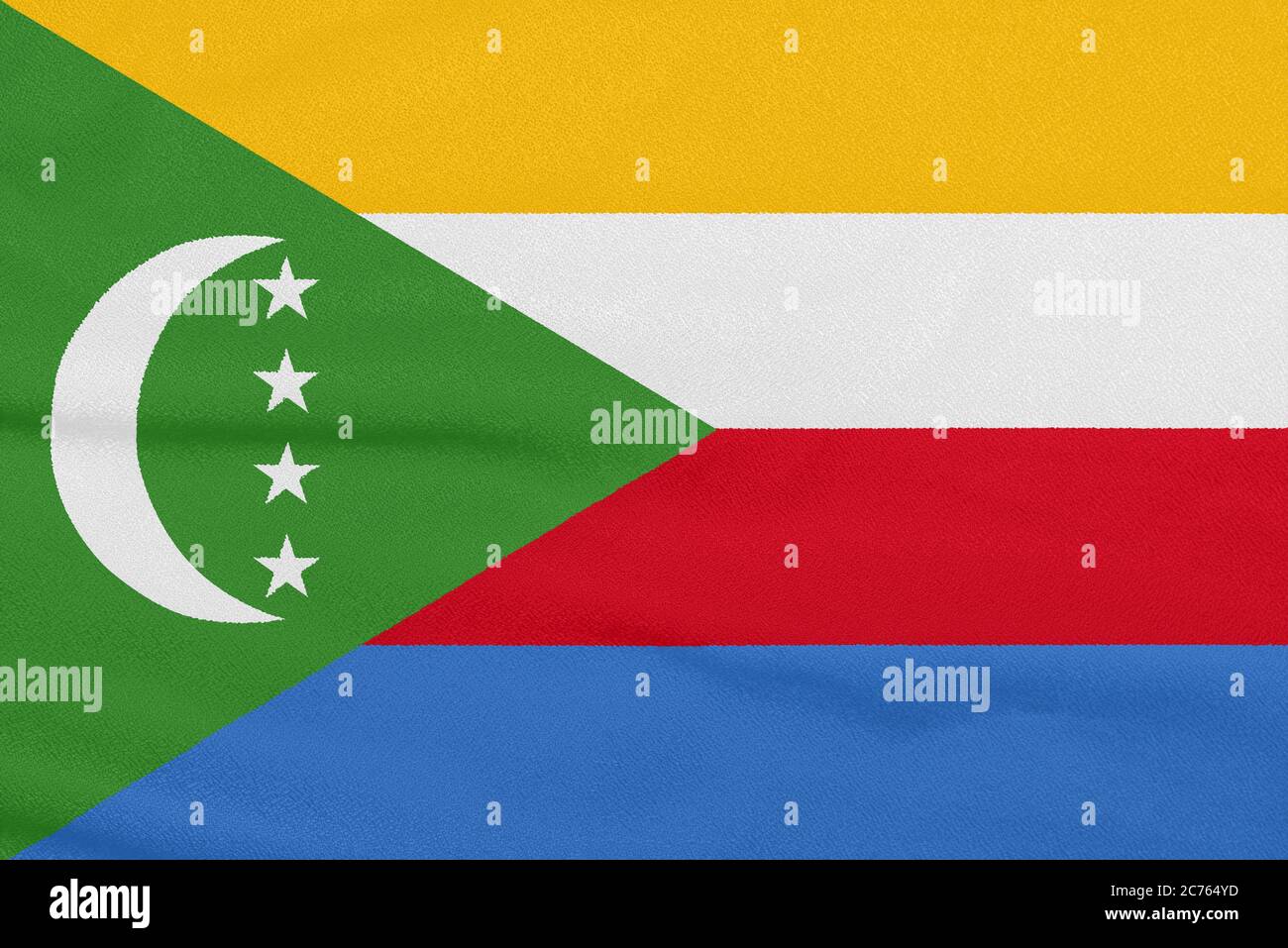 Flag of Comoros on textured fabric. Patriotic symbol Stock Photo - Alamy