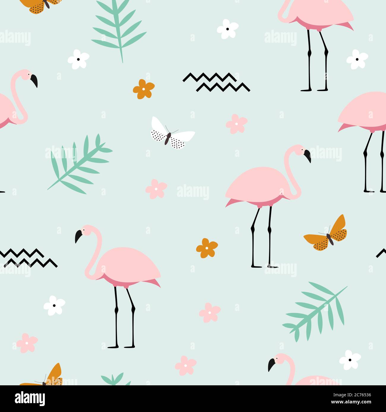Pink Flamingo Seamless Pattern Background. Vector Illustration Stock ...