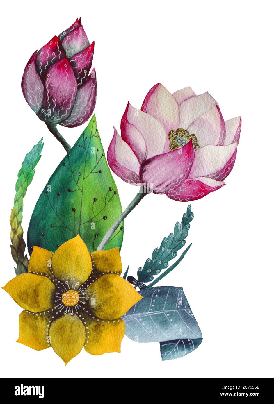 Floral composition pink lotus Cut Out Stock Images & Pictures - Alamy