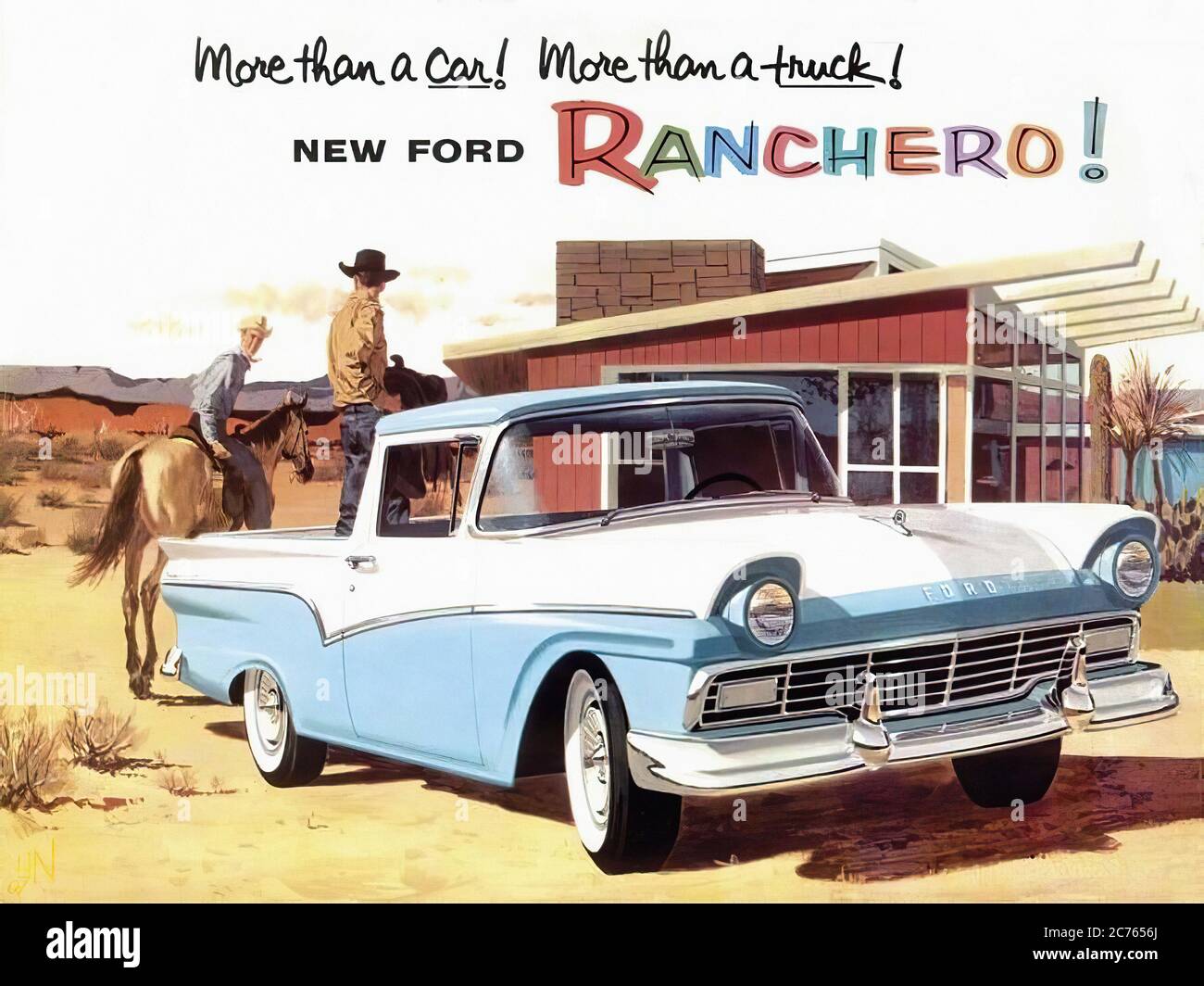 Ford Ranchero From 1957 - Vintage car advertising Stock Photo - Alamy