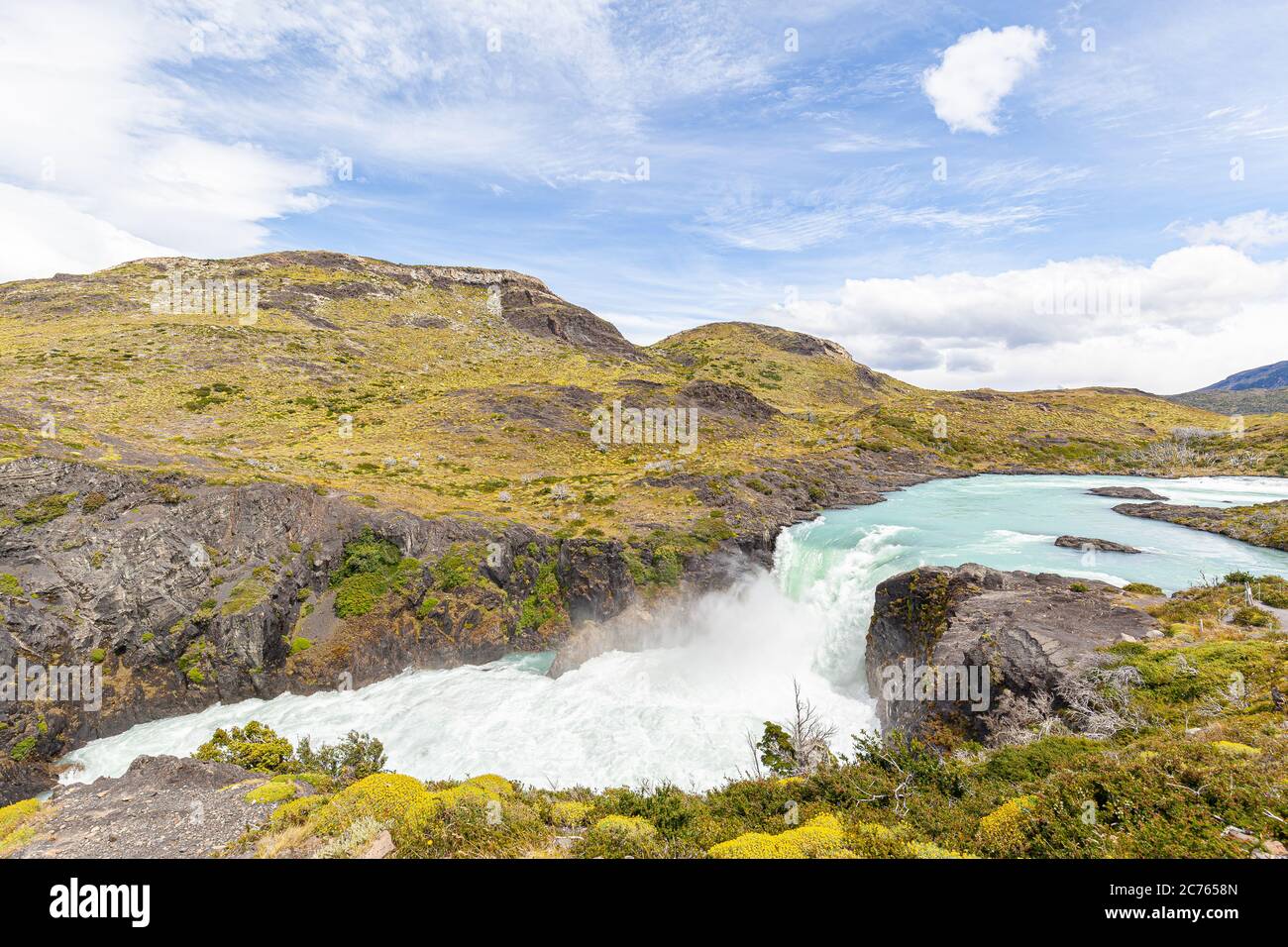 Salto Grande waterfall, Paine river, Torres del Paine National Park ...