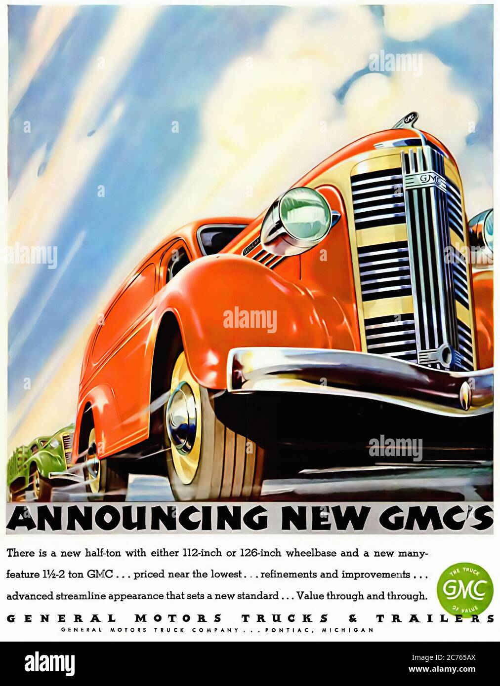 Gmc Truck From 1937 - Vintage car advertising Stock Photo - Alamy
