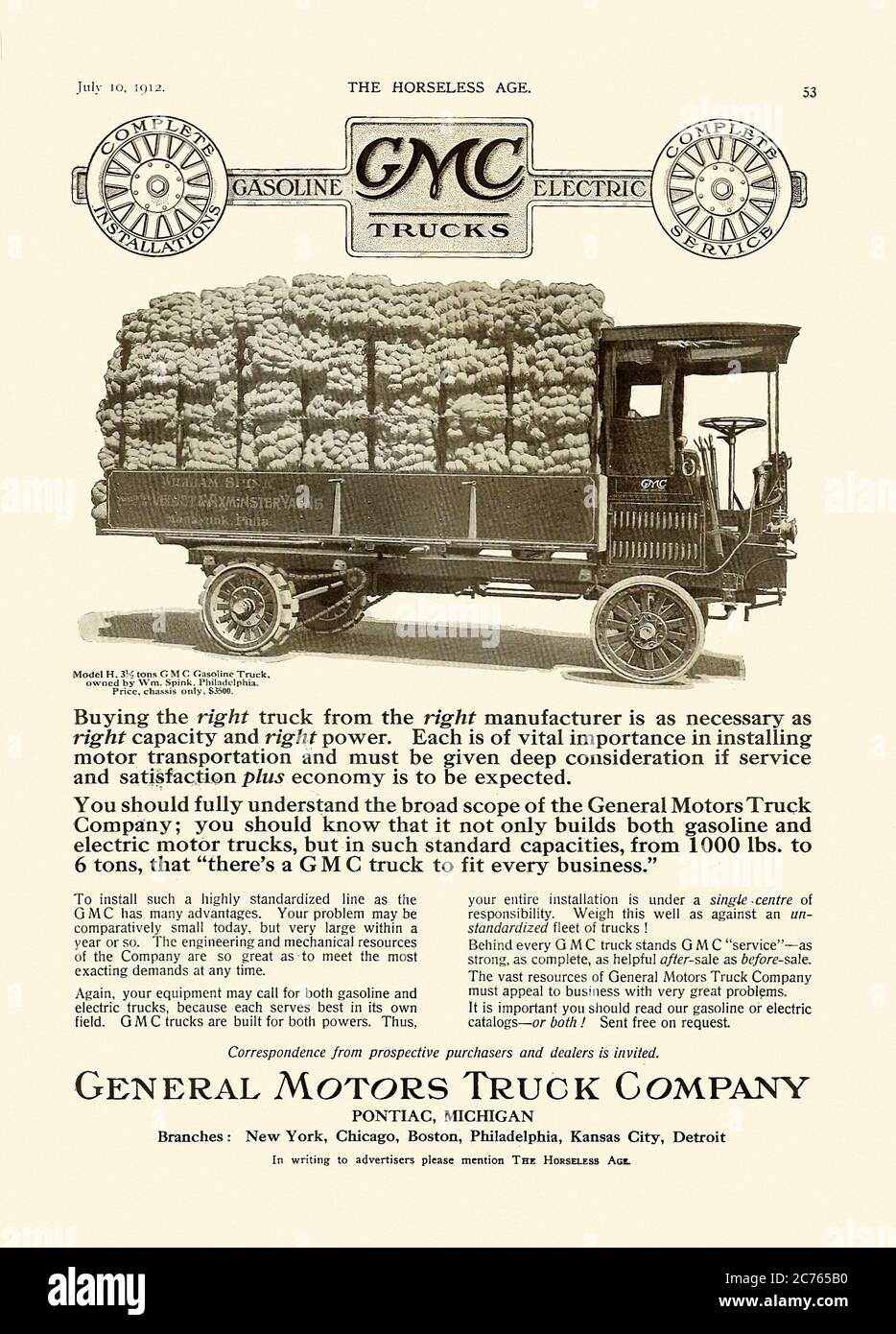 Gmc Trucks From 1912 - Vintage car advertising Stock Photo - Alamy