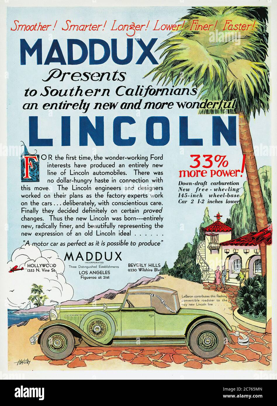 Lincoln From 1931 - Vintage car advertising Stock Photo - Alamy