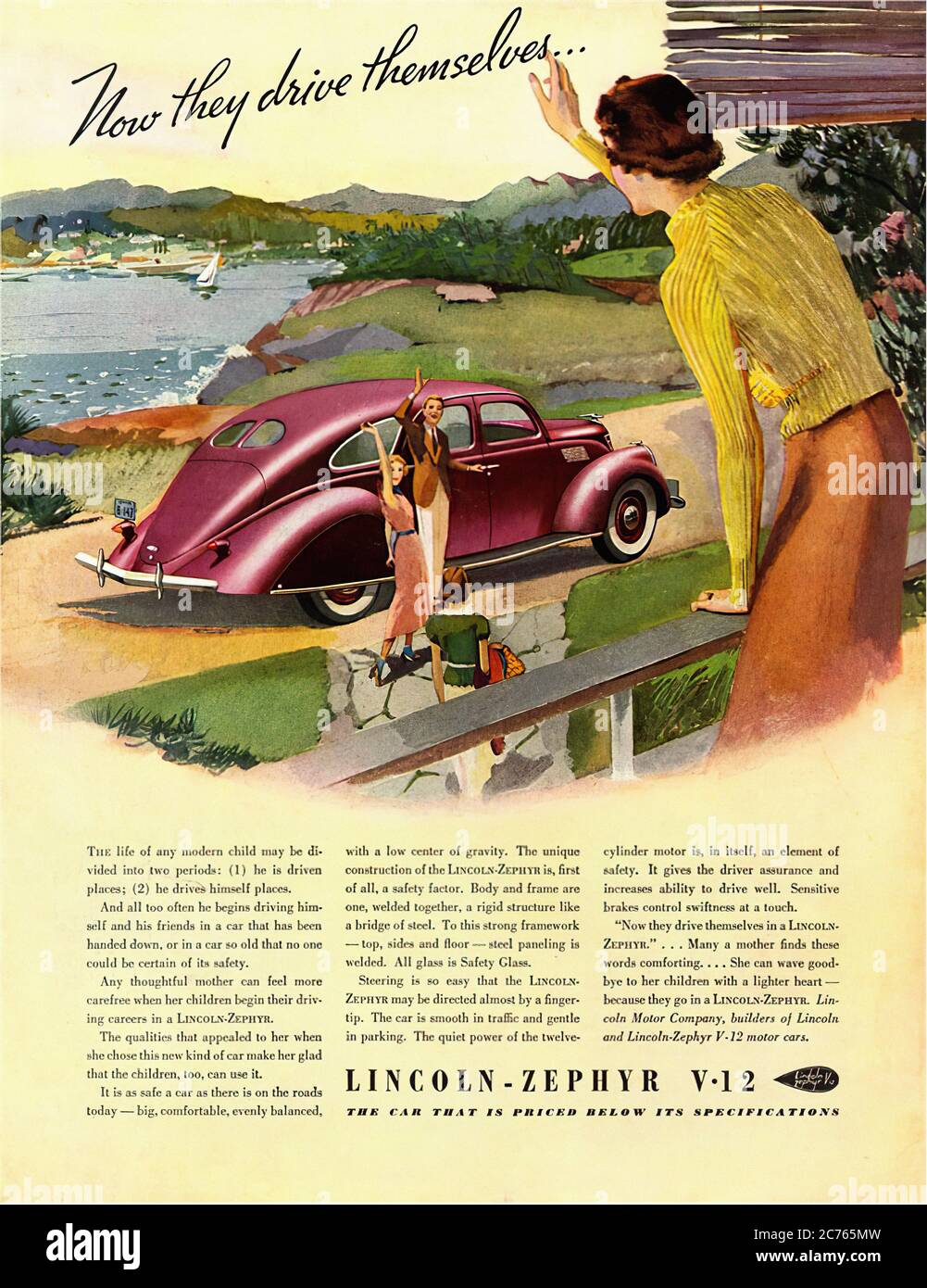 Lincoln Zephyr From 1937 - Vintage car advertising Stock Photo - Alamy