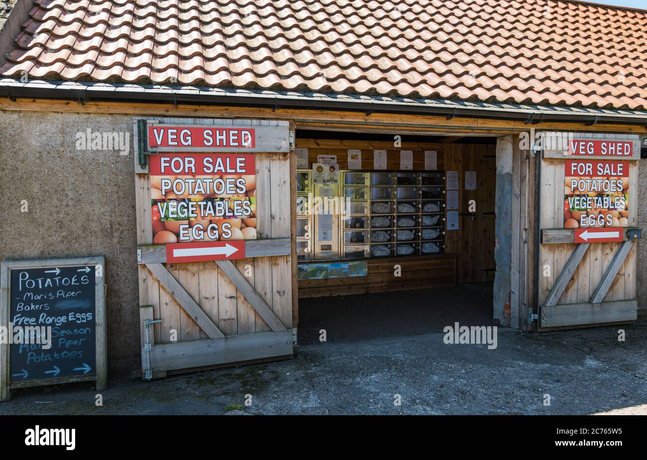 Quirky farm shop vending machine outlet for vegetables, eggs and Maris ...
