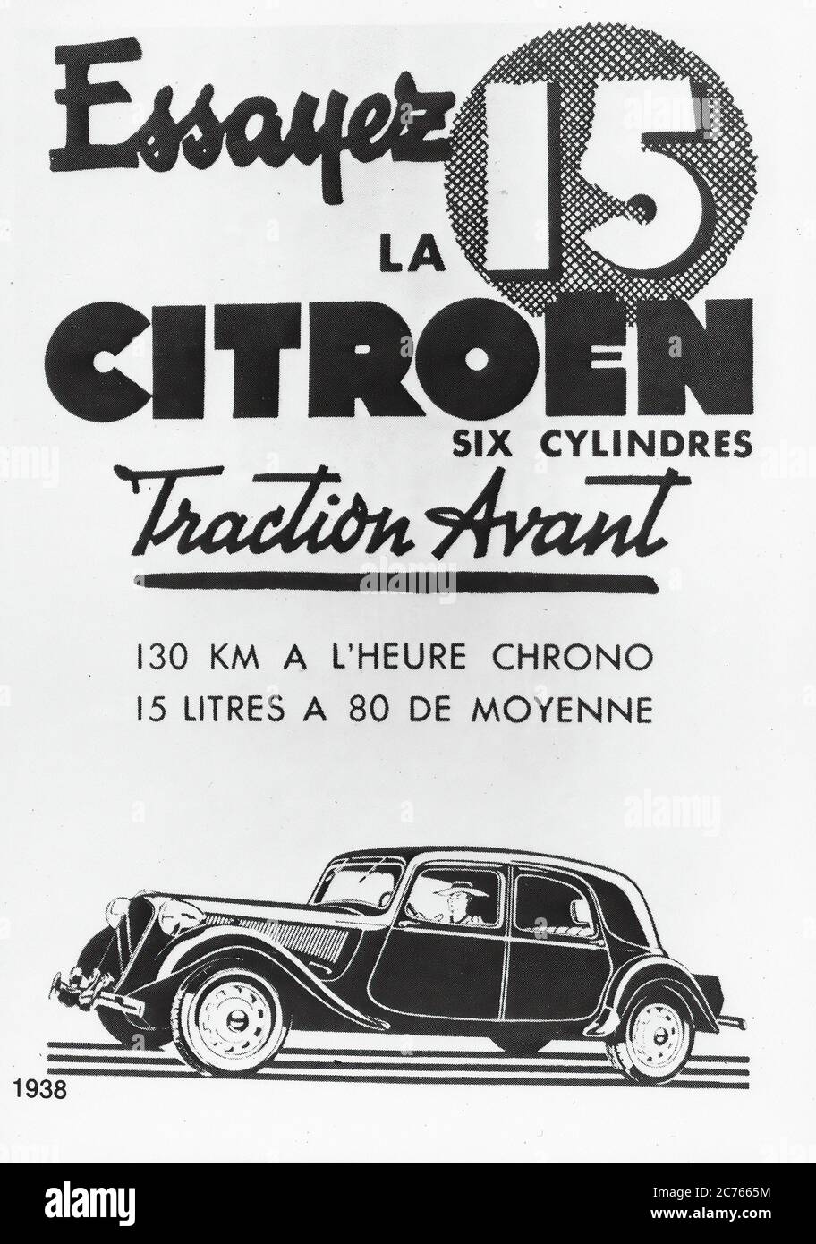 Publicité Citroën Traction 15CV De 1938 - Vintage car advertising Stock ...