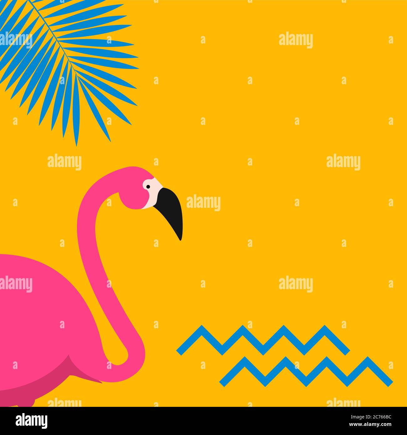 Cartoon Pink Flamingo colored background. Vector Illustration Stock ...