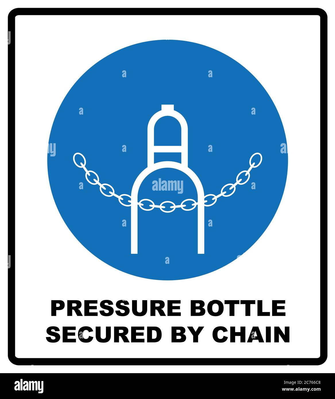 Pressure bottle secured by chain icon. Compressed bottle sign. Vector ...