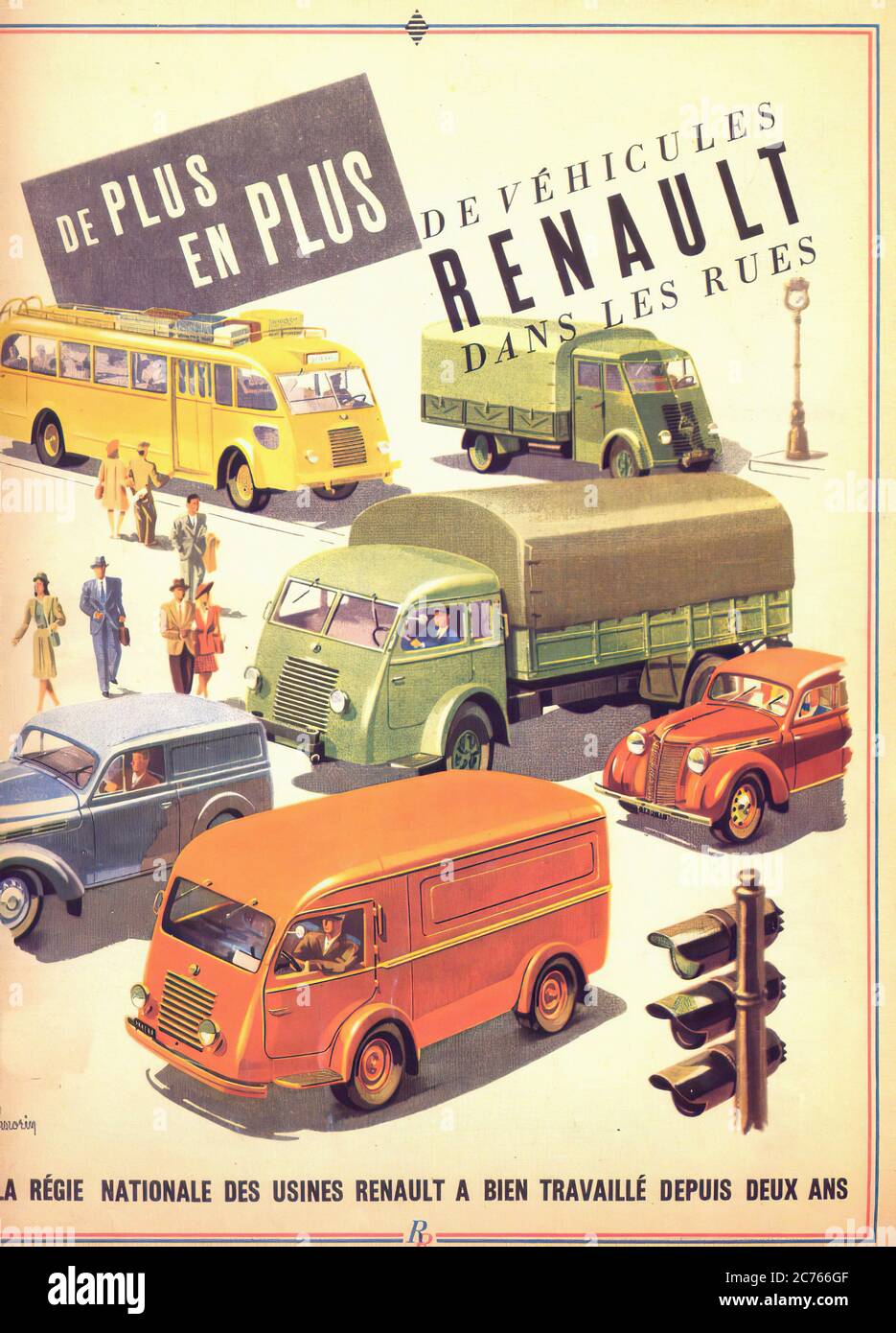 Publicité Renault 1947 - Vintage car advertising Stock Photo - Alamy
