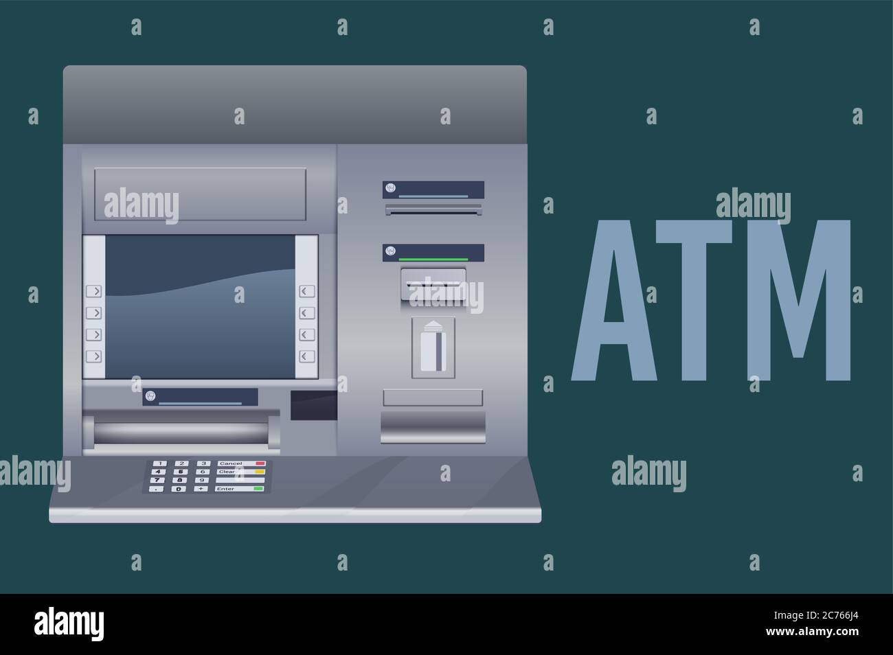 ATM Automated teller machine bank cash realistic vector illustration Stock Vector Image & Art ...