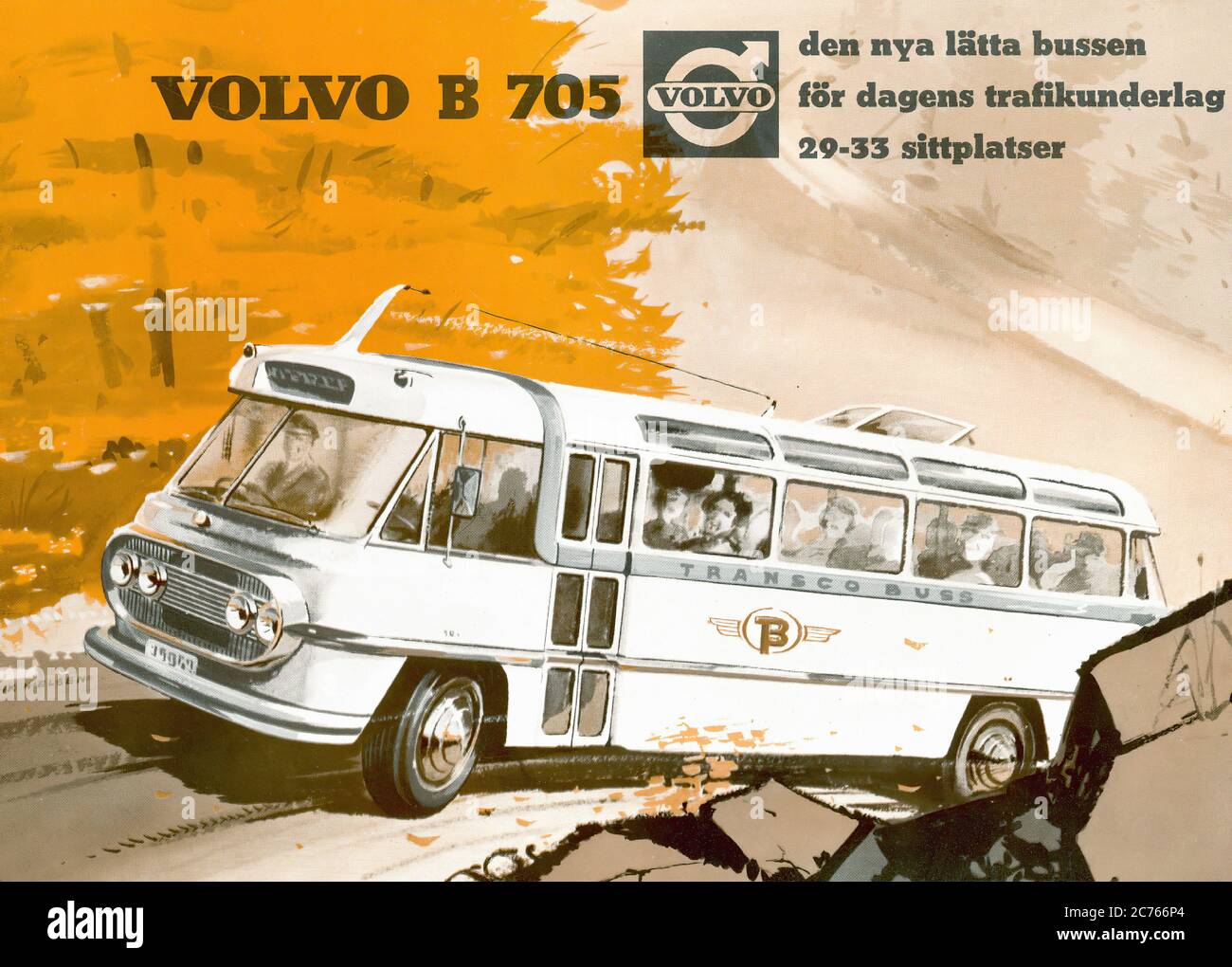Volvo B705 Bus From 1959 - Vintage car advertising Stock Photo - Alamy