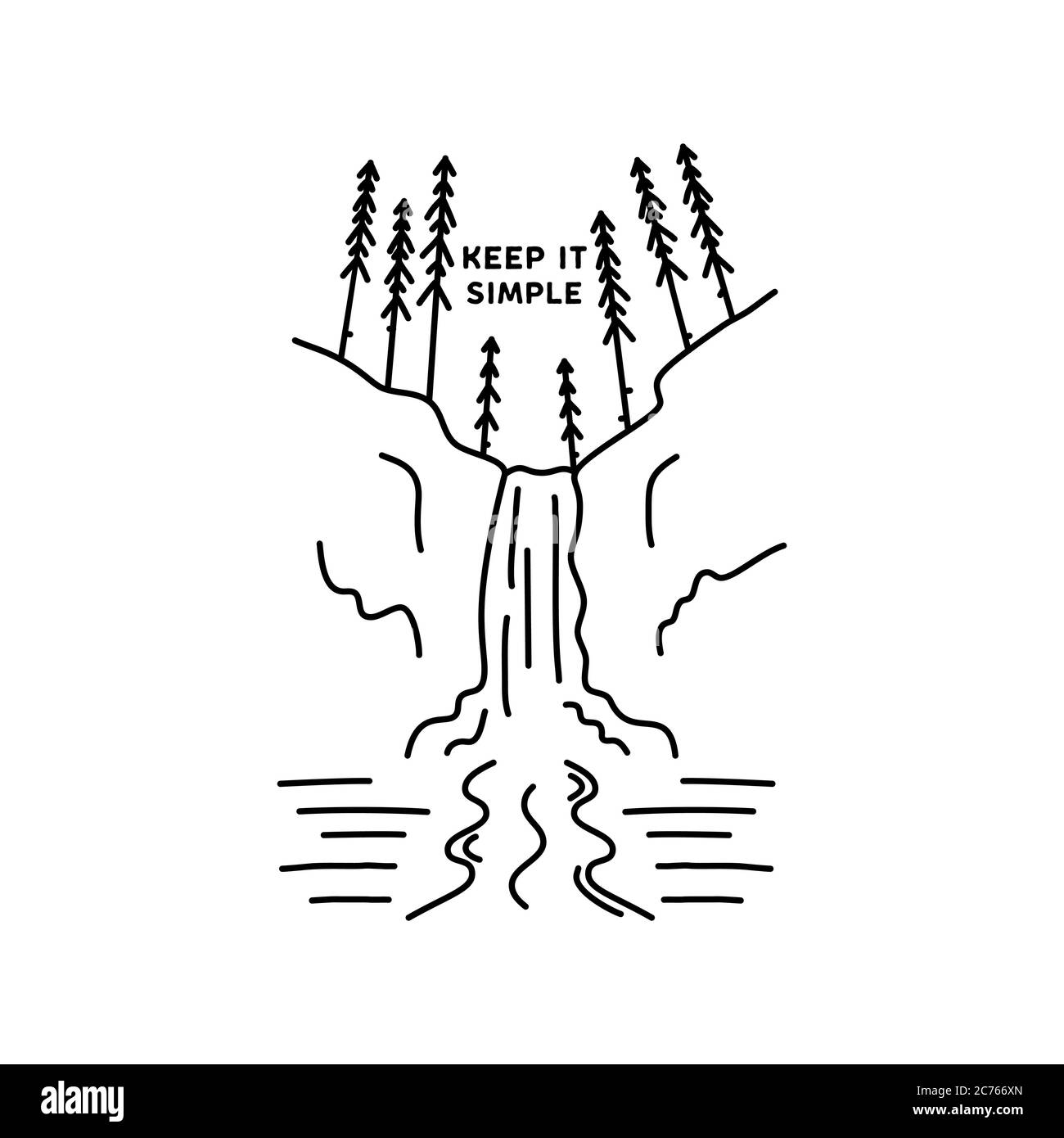 Vintage keep it simple camp logo design. Outdoor adventure waterfall ...