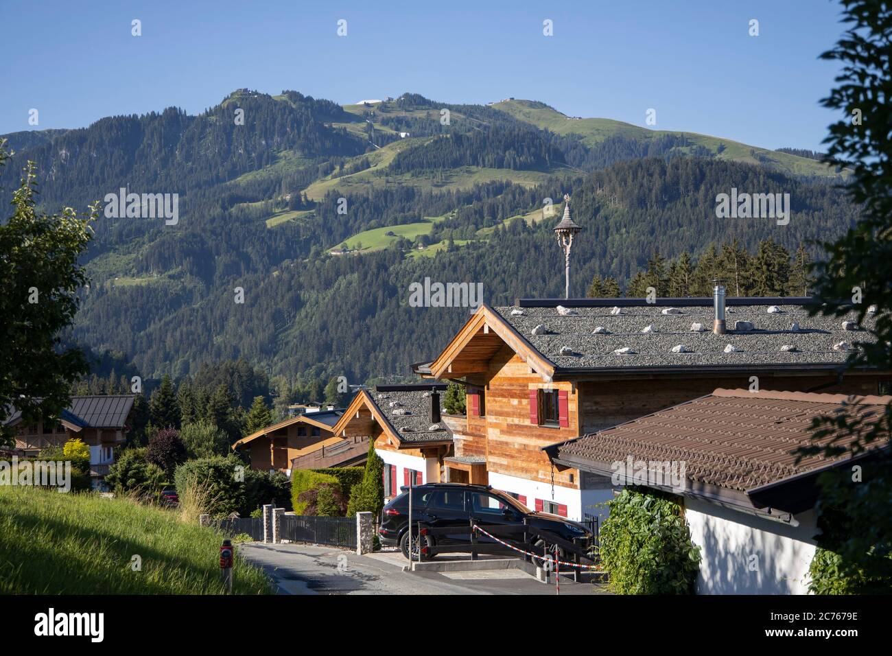 Traditional house in the Austrian alps near Kitzbuehel, Tyrol,Austria ...