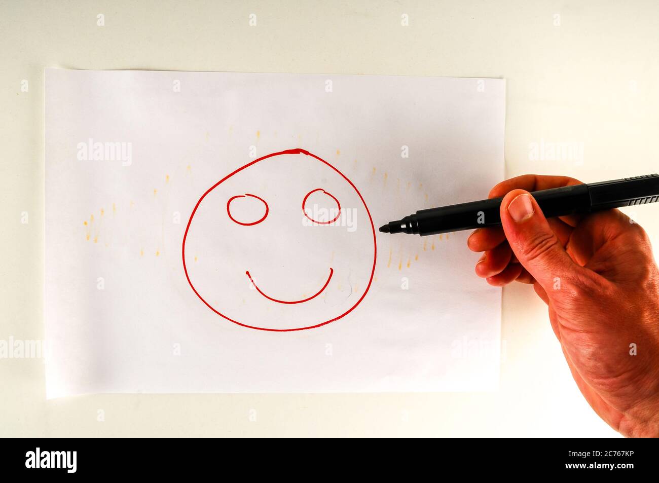 Close-up of sheet with drawing face Object on a White Background Stock ...