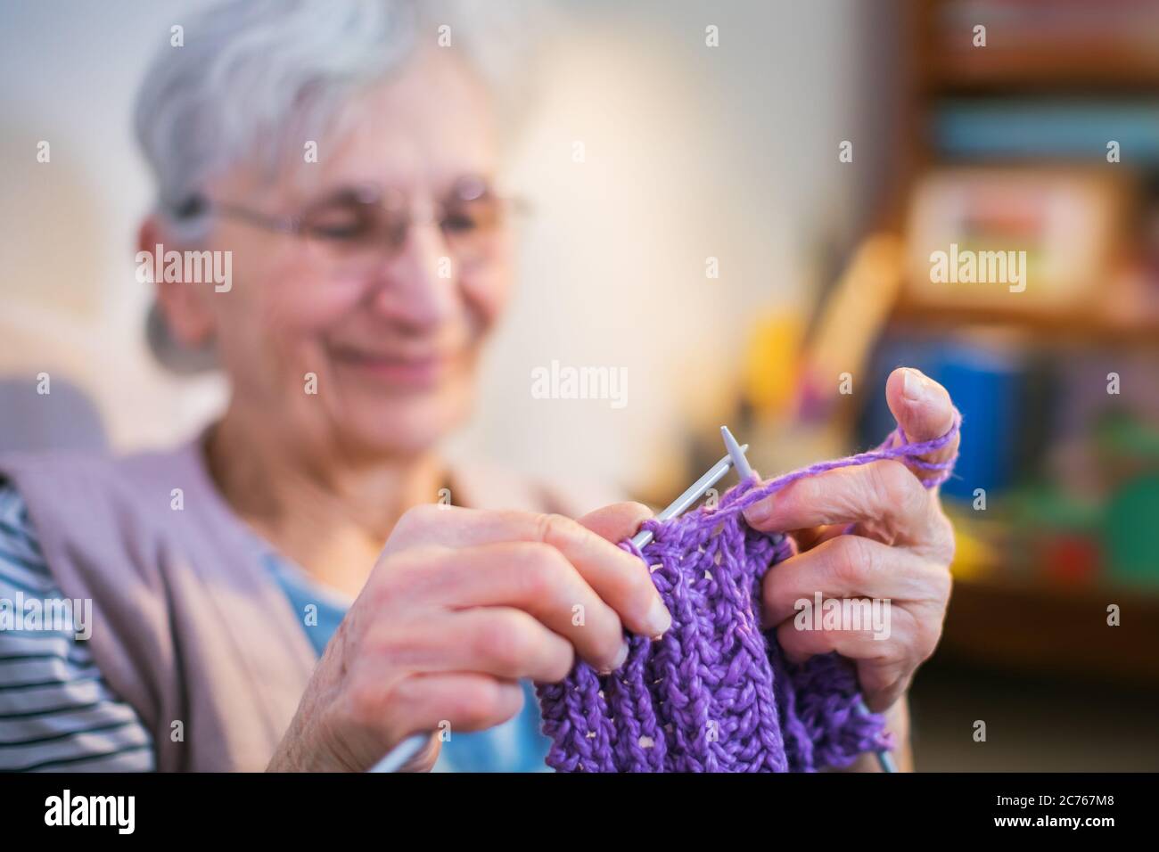detail of an old woman knitting Stock Photo - Alamy