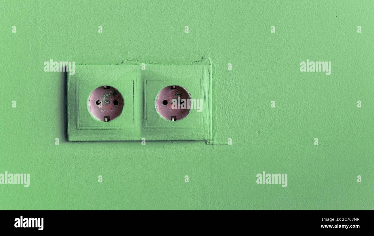 Power Socket, Single power socket in empty wall Stock Photo - Alamy